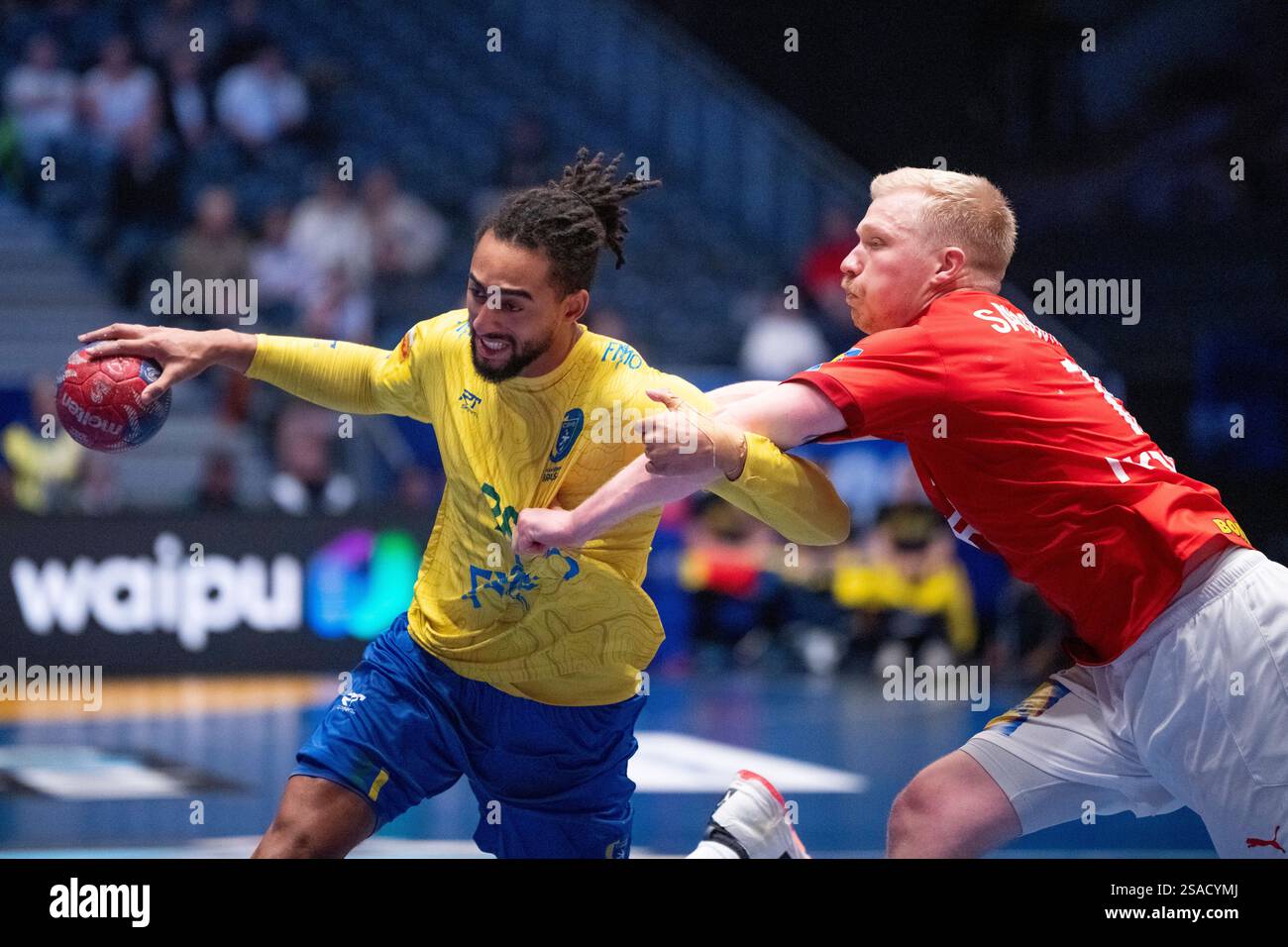 Denmark's Magnus Saugstrup, left, with Brazil's Hugo Bryan Monte Da ...