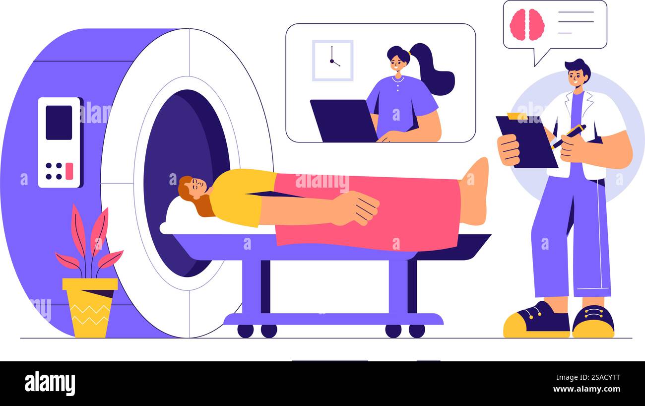 MRI or Magnetic Resonance Imaging Illustration featuring a Doctor and ...