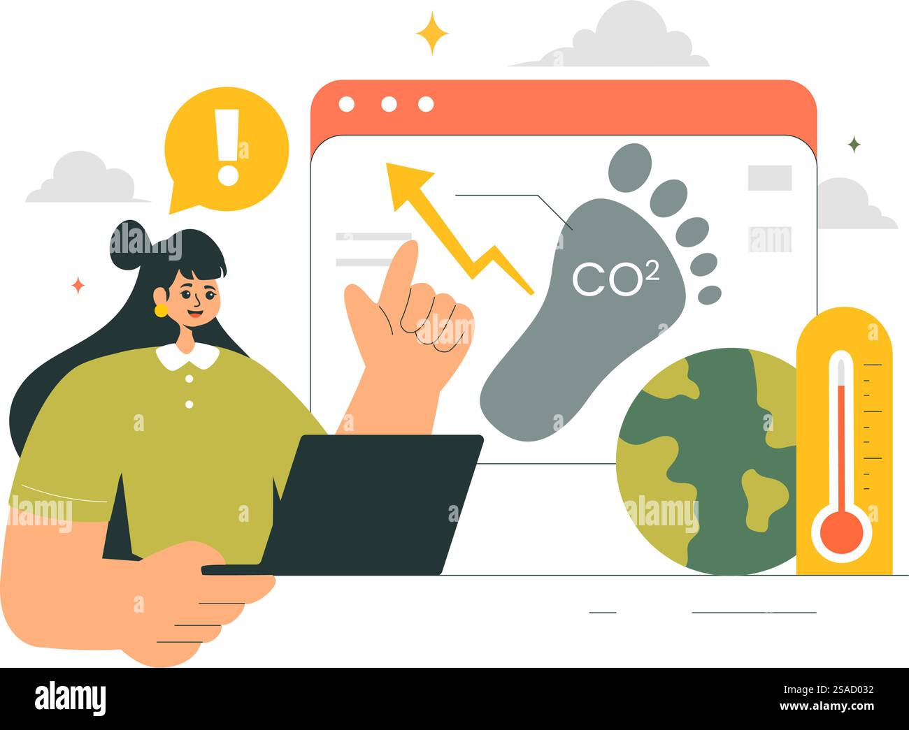 Carbon Dioxide or CO2 Vector Illustration Emphasizing the Importance of ...