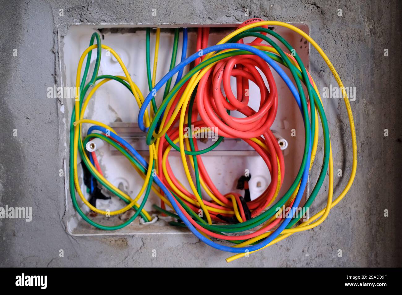 Construction site in an apartment. Electrical outlet. Ho Chi Minh City ...
