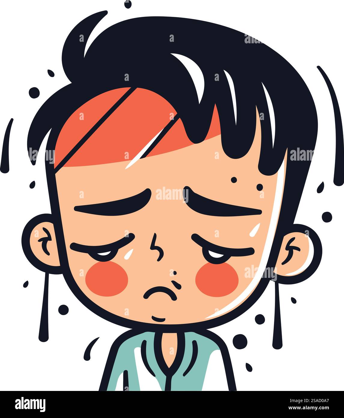 Crying boy face. Vector illustration in doodle style Stock Vector Image ...