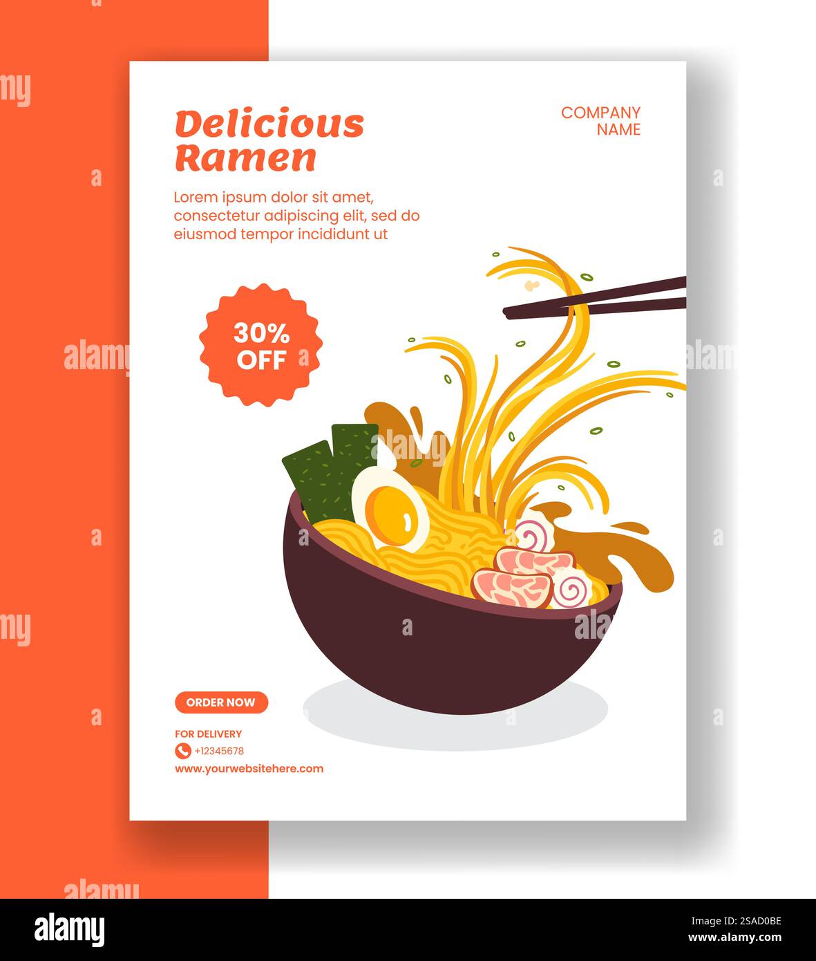 Ramen Japanese Food Vertical Poster Flat Cartoon Hand Drawn Templates ...