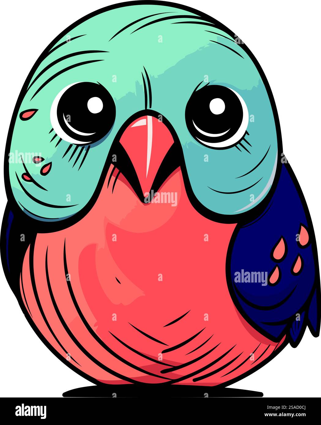 Cute cartoon blue parrot bird. Vector illustration isolated on white ...