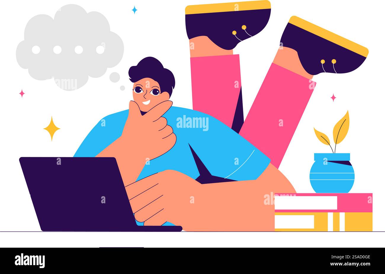 Vector Illustration of People Daydreaming, Imagining, and Fantasizing ...