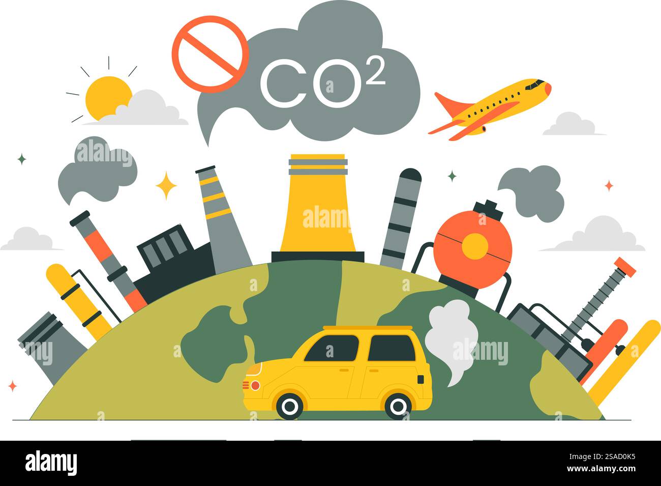 Carbon Dioxide or CO2 Vector Illustration Emphasizing the Importance of ...