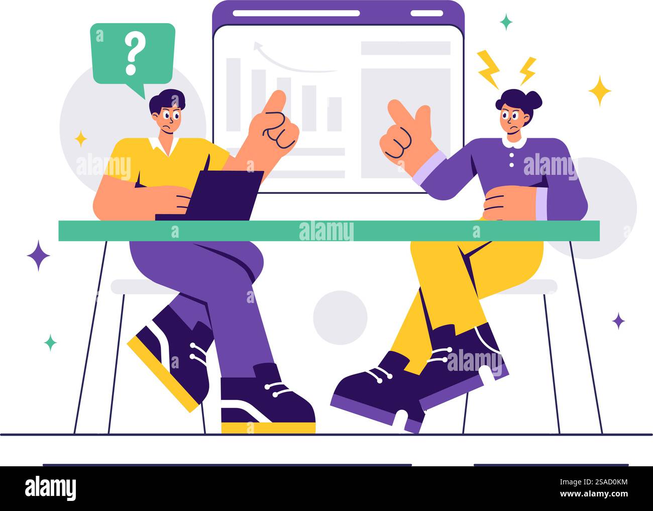 Vector Illustration of Conflict Resolution and Management featuring Two ...