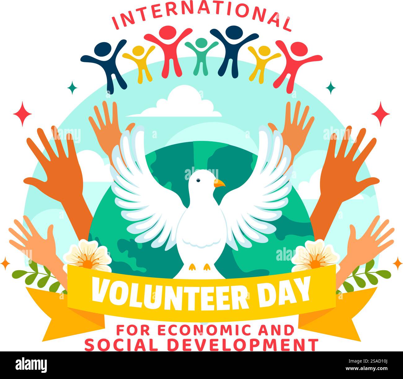 International Volunteer Day for Economic and Social Development Vector ...