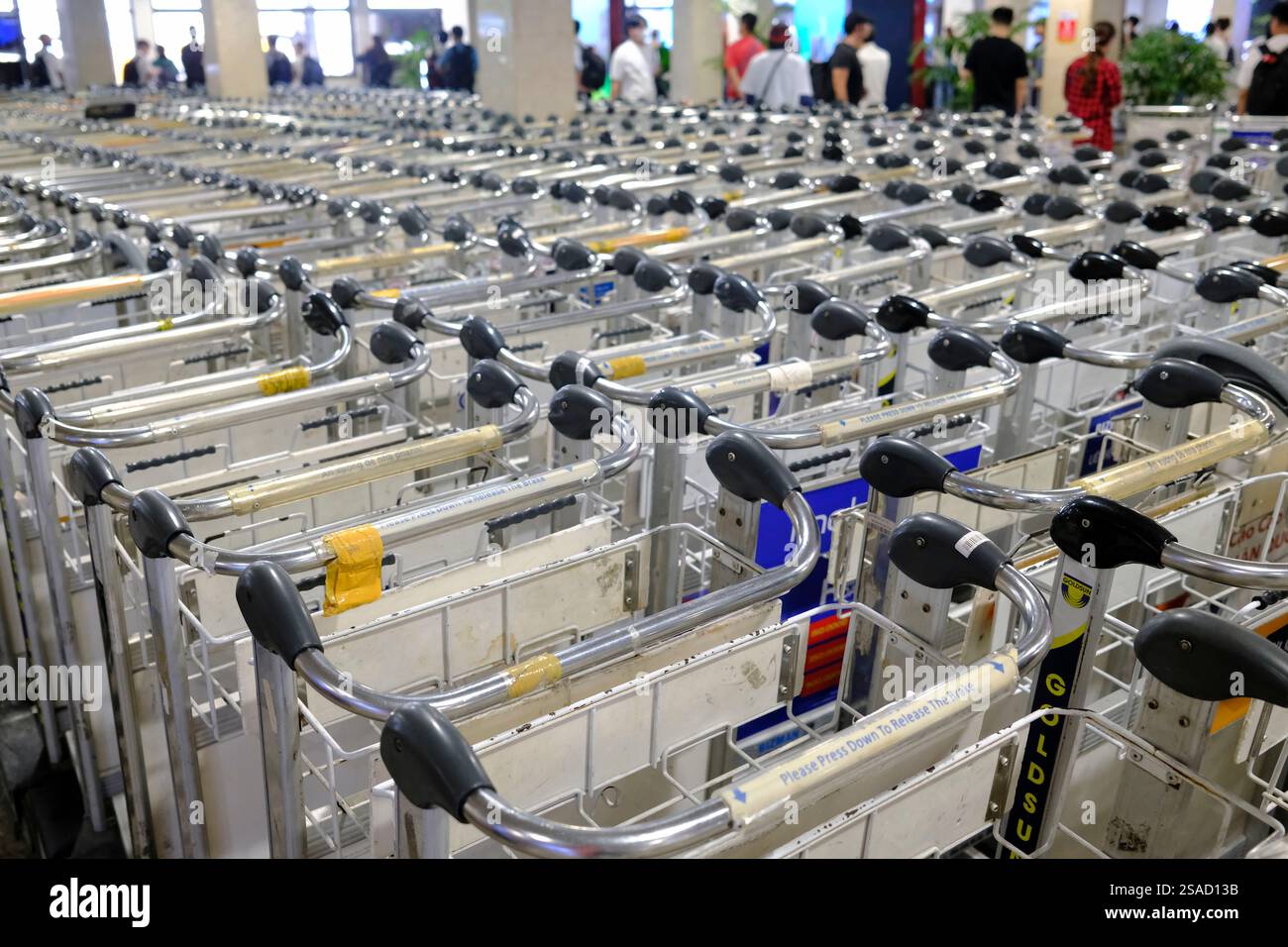 Luggage carts at the airport. Air travel Stock Photo - Alamy