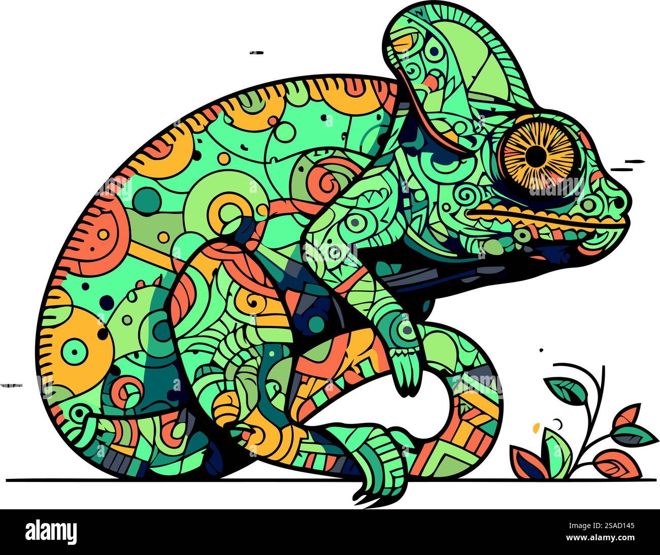 Chameleon. Zentangle. Hand drawn vector illustration Stock Vector Image ...