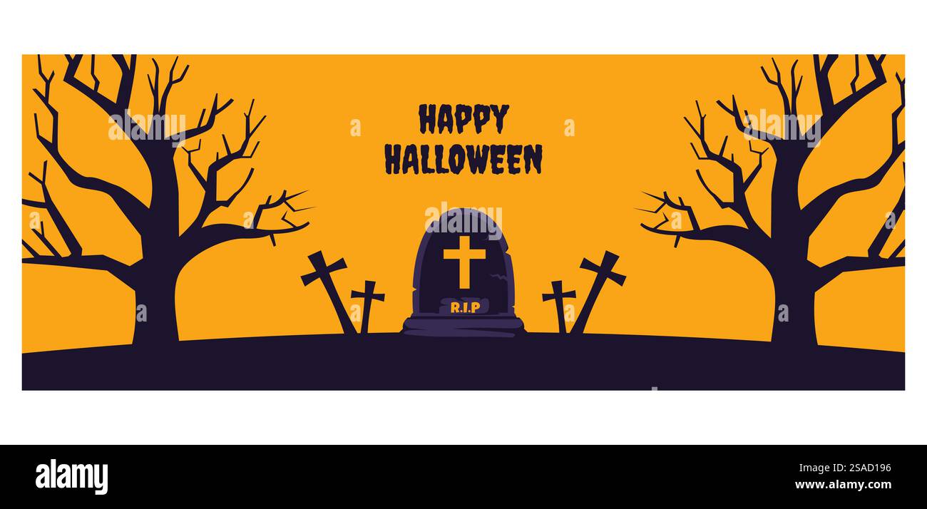 Halloween Night Cover Flat Cartoon Hand Drawn Templates Background ...