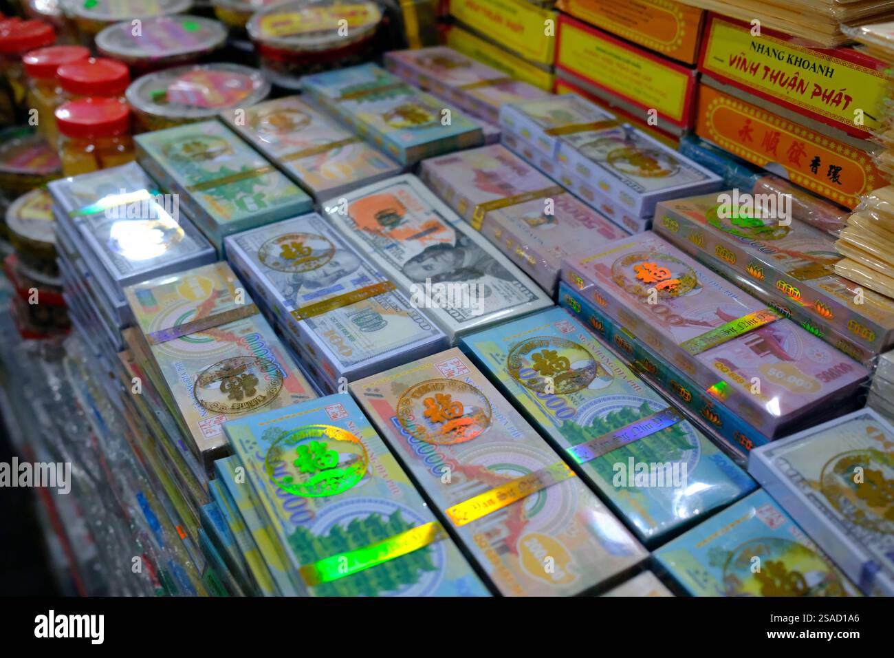 A shop selling Buddhist and Taoist offerings for the temples. Hell bank ...