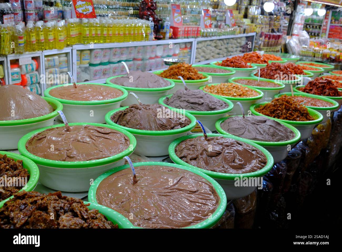 Dong Ba market. Food stand. Shrimp and fish brine. Hue. Vietnam Stock ...