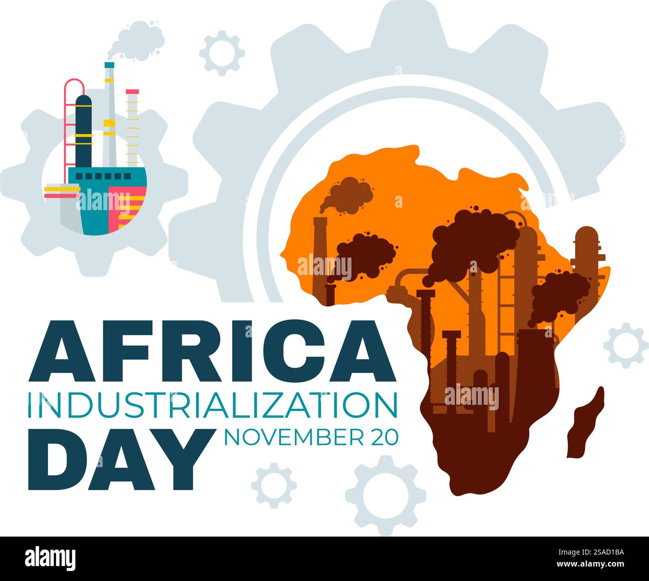 African Industrialization Day Vector Illustration of a Factory Building ...
