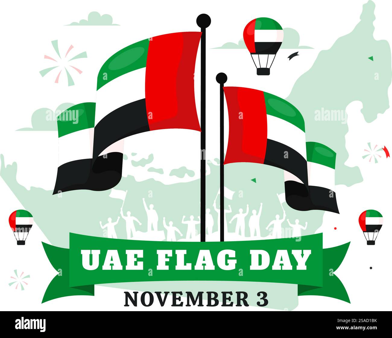 United Arab Emirates Flag Day Vector Illustration on 3rd November ...
