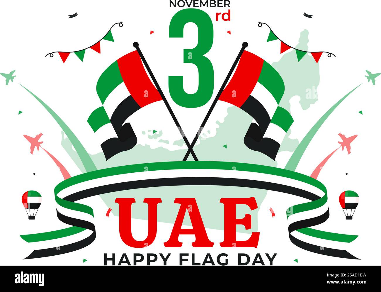 United Arab Emirates Flag Day Vector Illustration on 3rd November ...