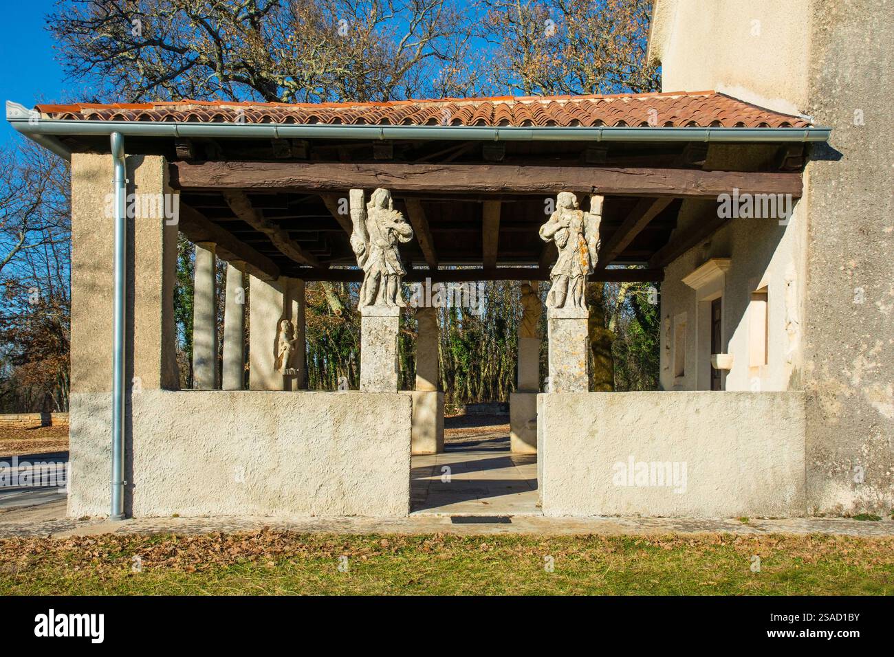 The portico of the historic 12th century Church of the Mother of God of ...