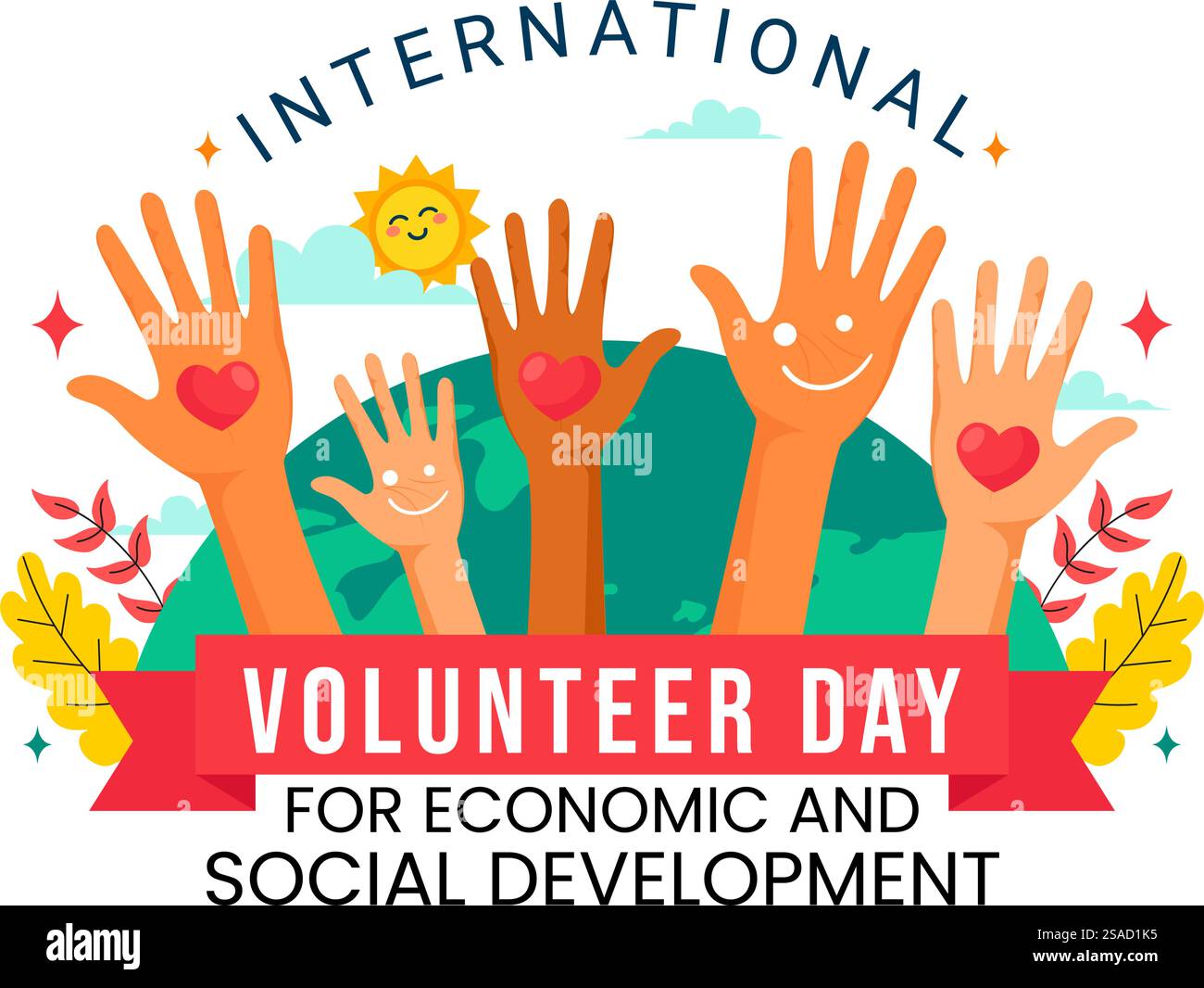 International Volunteer Day for Economic and Social Development Vector ...