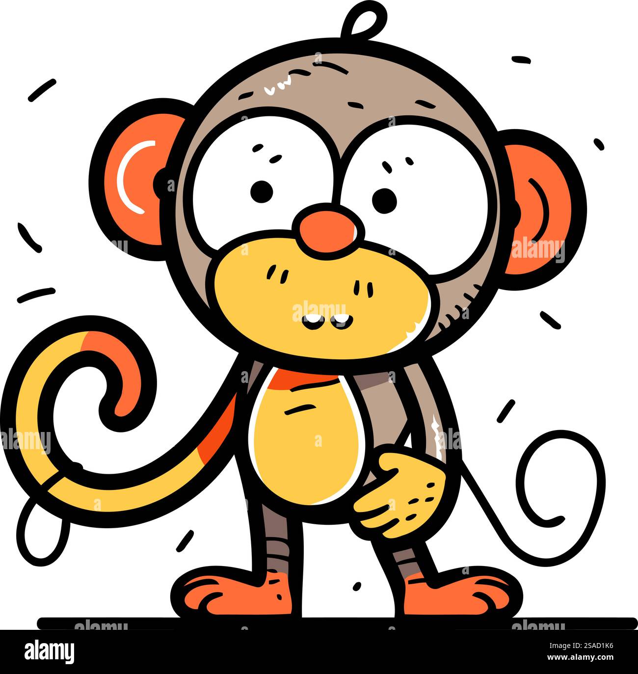 Monkey cartoon character. Vector illustration in doodle style Stock ...