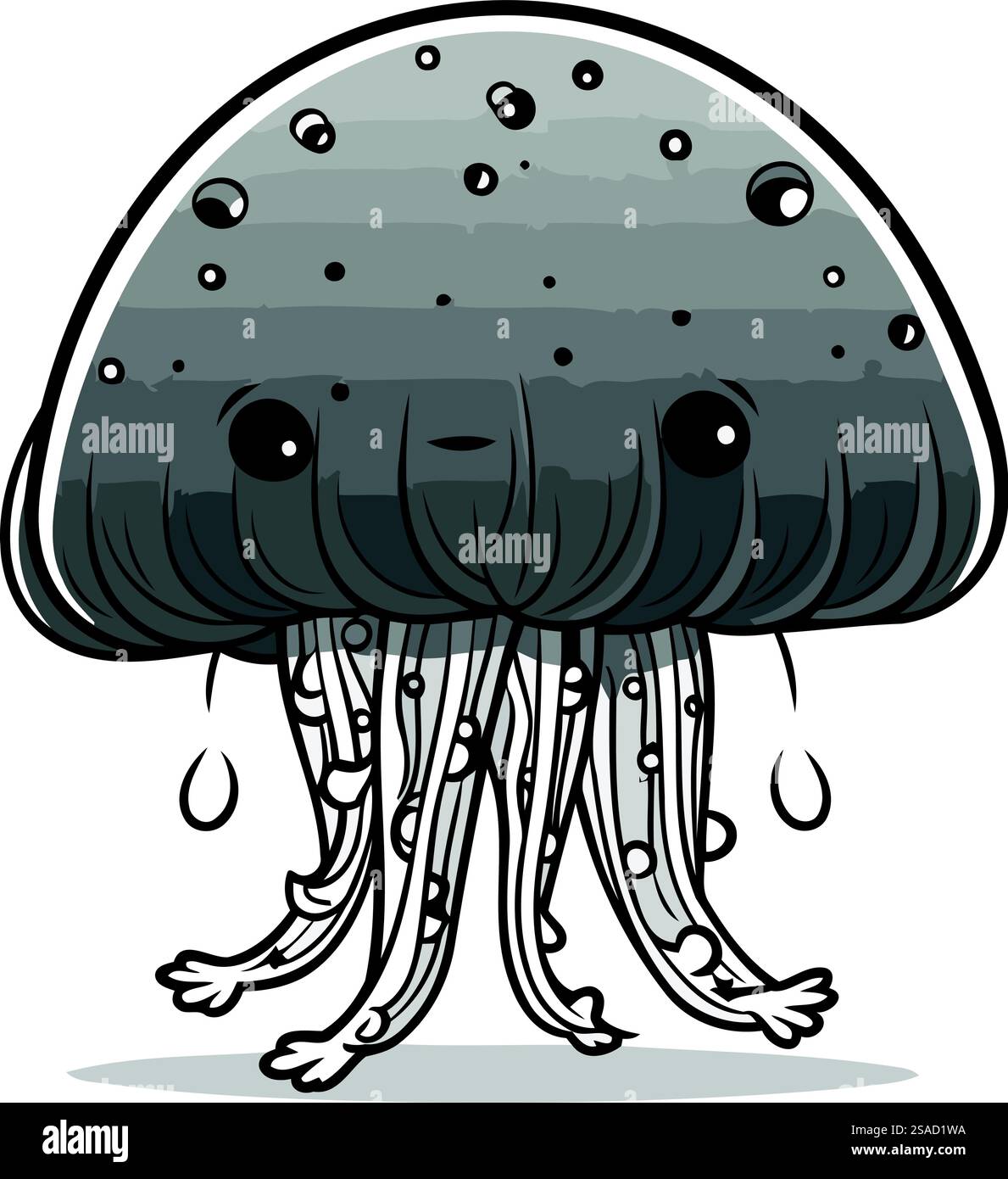 Cute jellyfish cartoon character. Vector illustration isolated on white ...
