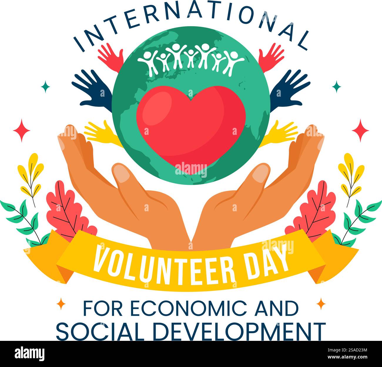 International Volunteer Day for Economic and Social Development Vector ...