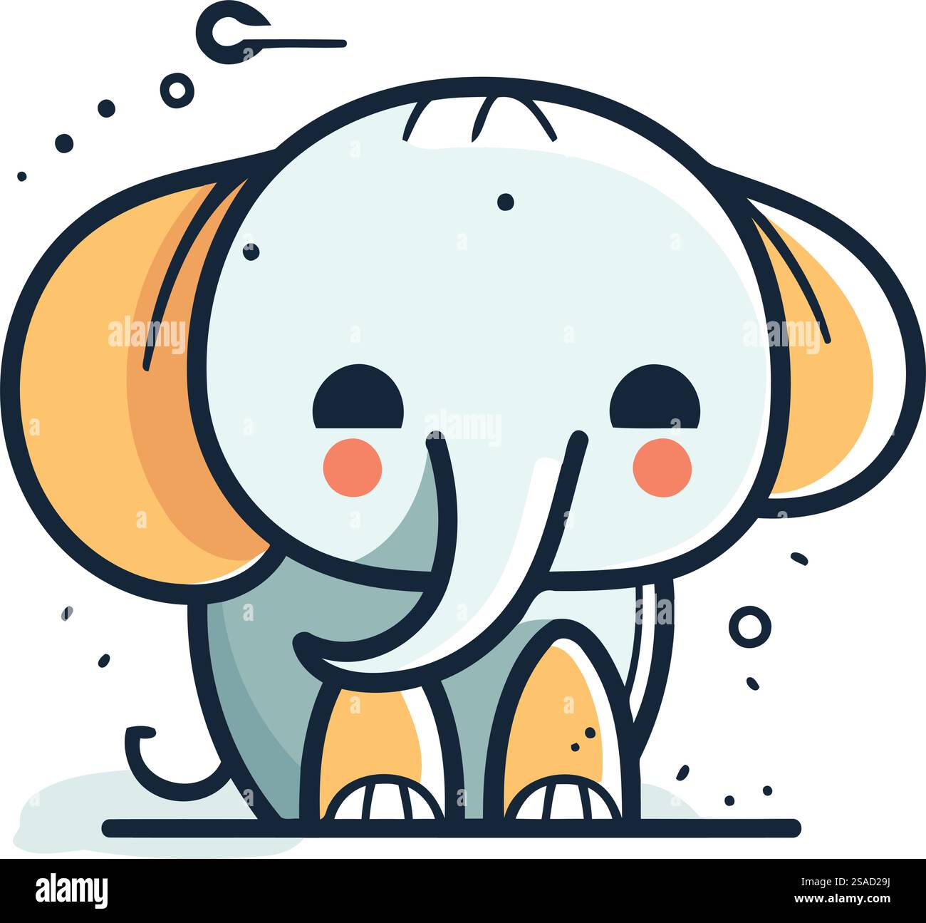 Cute elephant. Vector illustration. flat design. Isolated on white ...