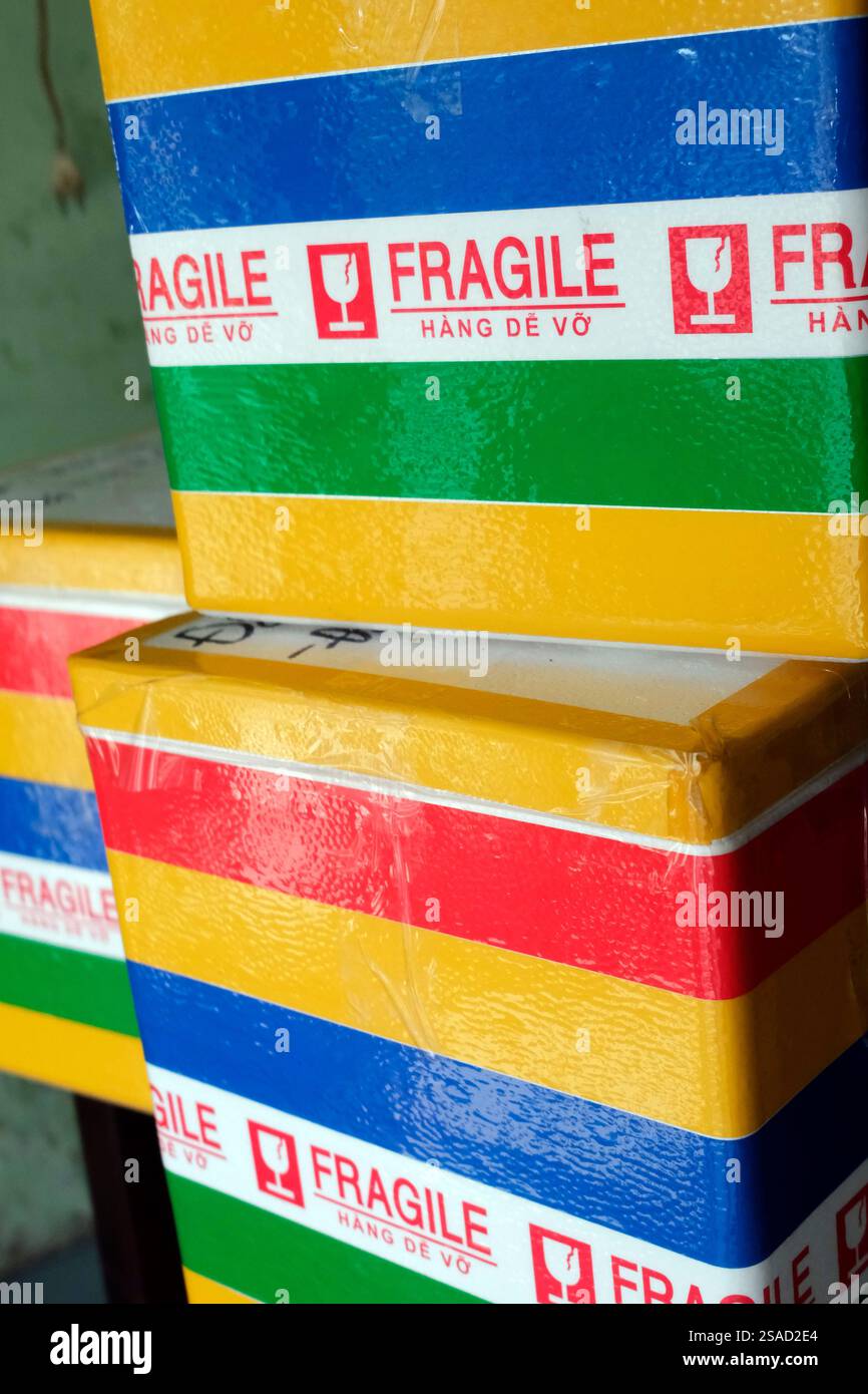 Polyester packaging boxes for fragile merchandise. Hue. Vietnam Stock ...