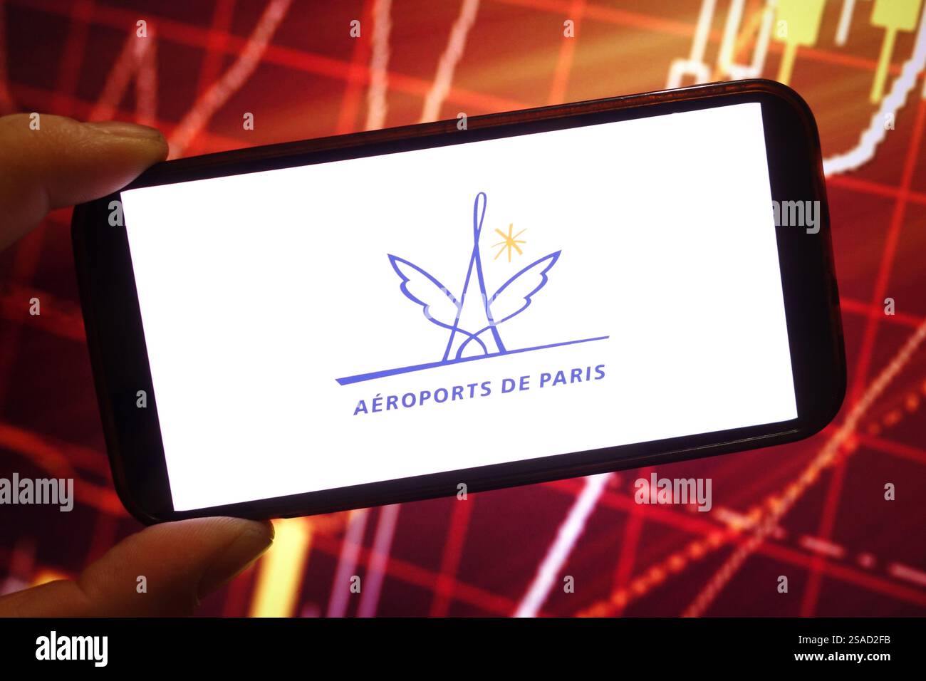In this photo illustration, the Aeroports de Paris company logo is seen ...