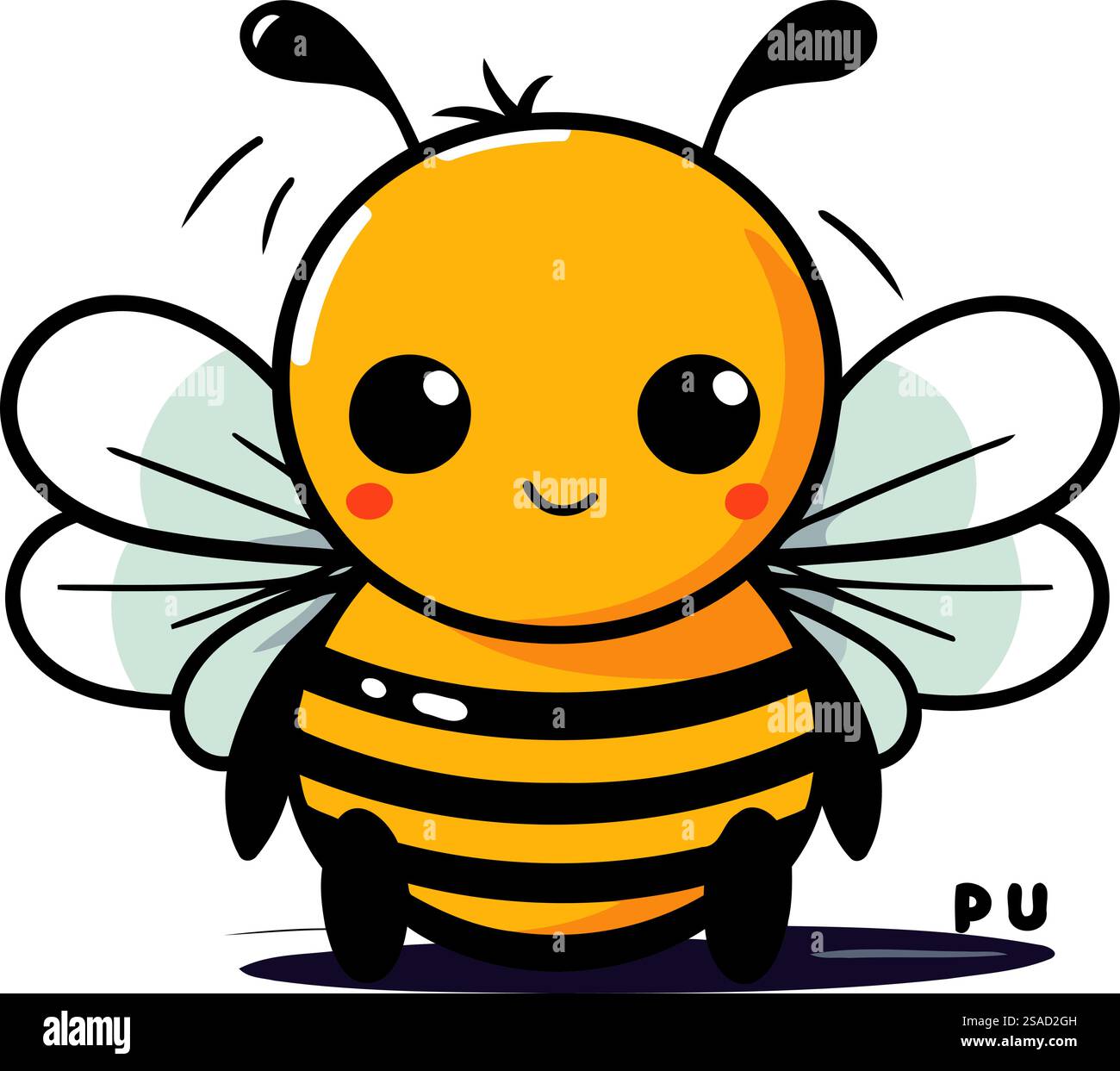 Cute cartoon bee. Vector illustration. Isolated on white background ...