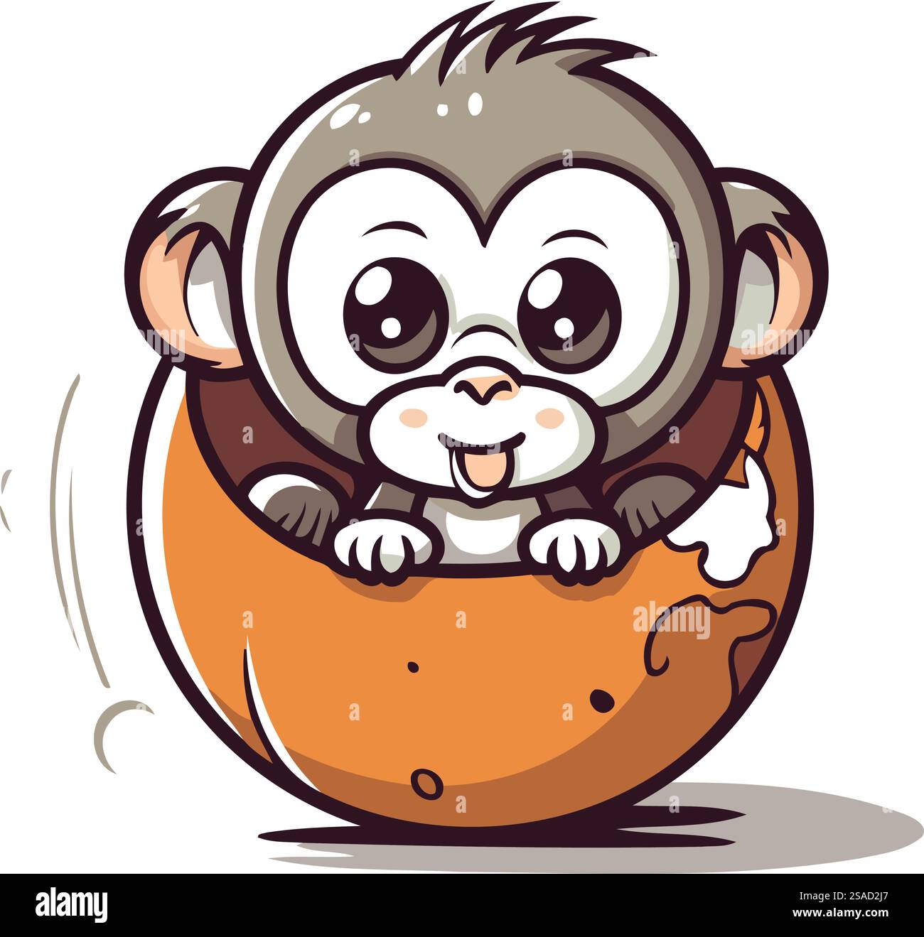 Cute monkey peeking out of the egg. Vector illustration Stock Vector ...