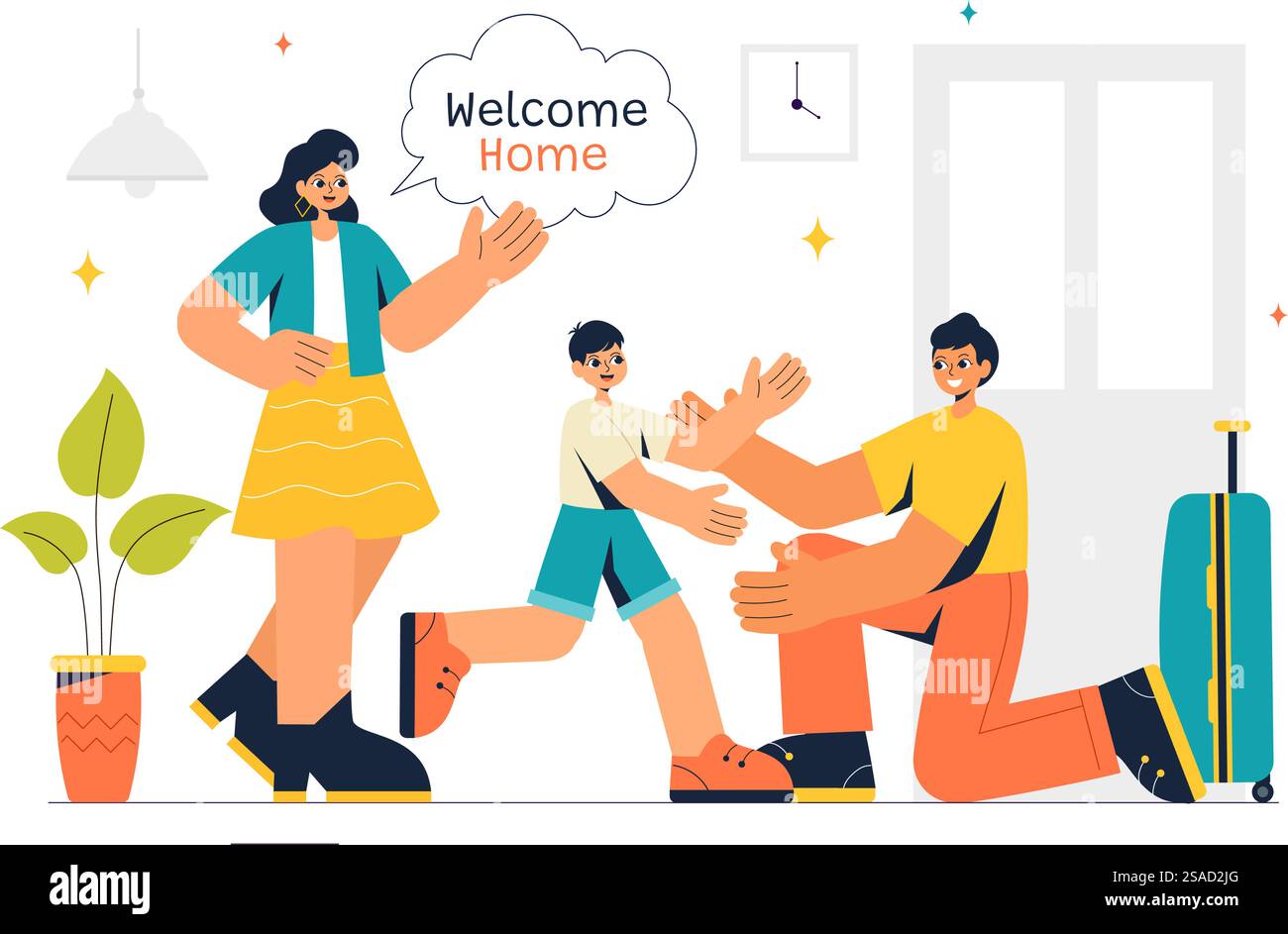 Homecoming Vector Illustration featuring a Joyous Moment of Reunion ...