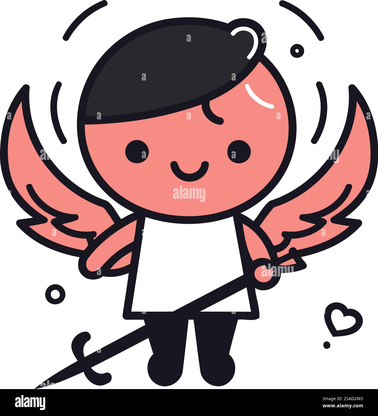 Cute cartoon cupid with wings and bow. Vector illustration Stock Vector ...
