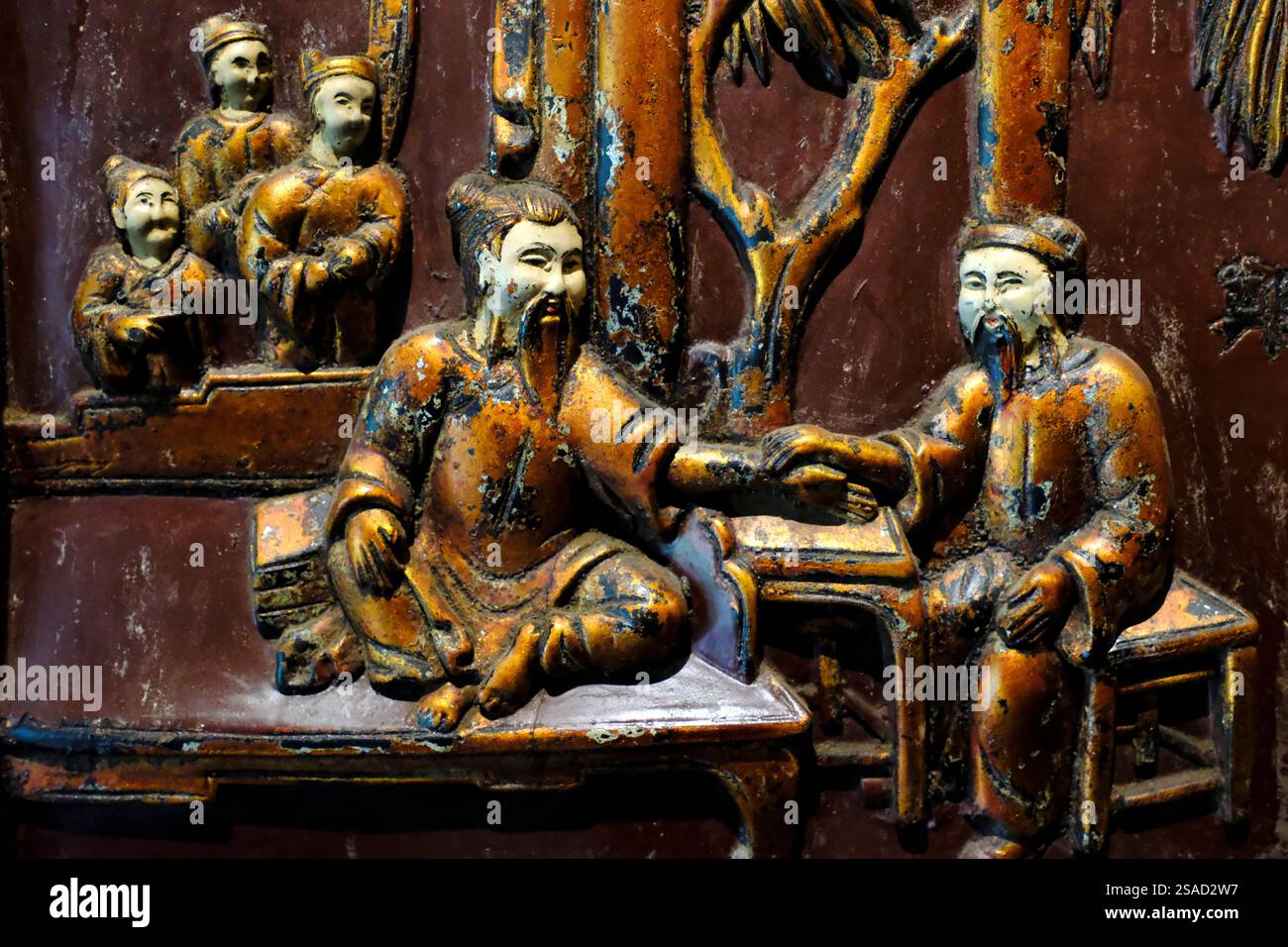 Fito Museum or museum of Vietnamese Traditionnal Medicine. Wood carved ...