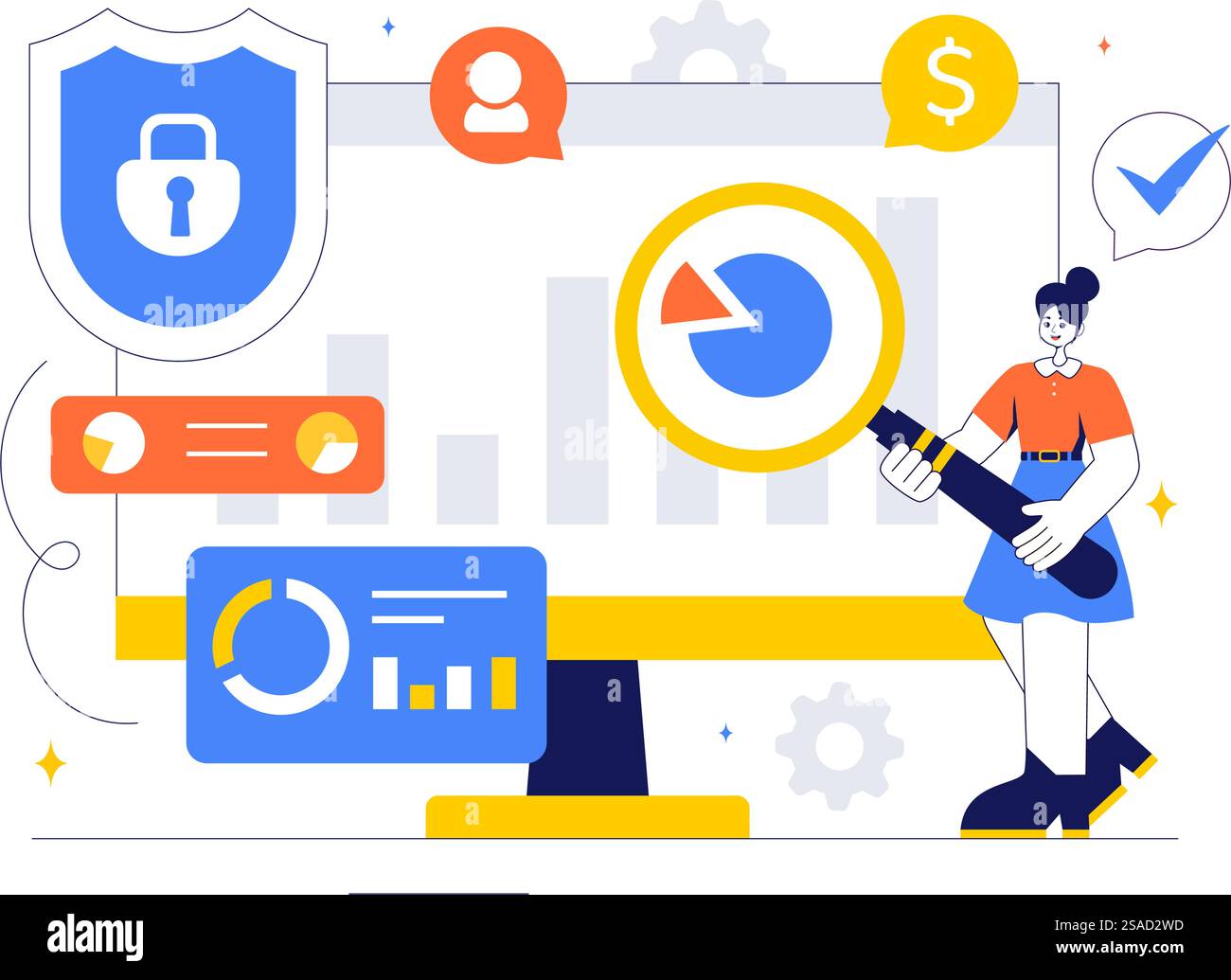 Cyber Threat Analysis Vector Illustration Featuring Vulnerability