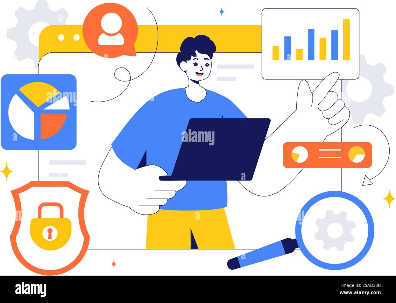 Cyber Threat Analysis Vector Illustration Featuring Vulnerability