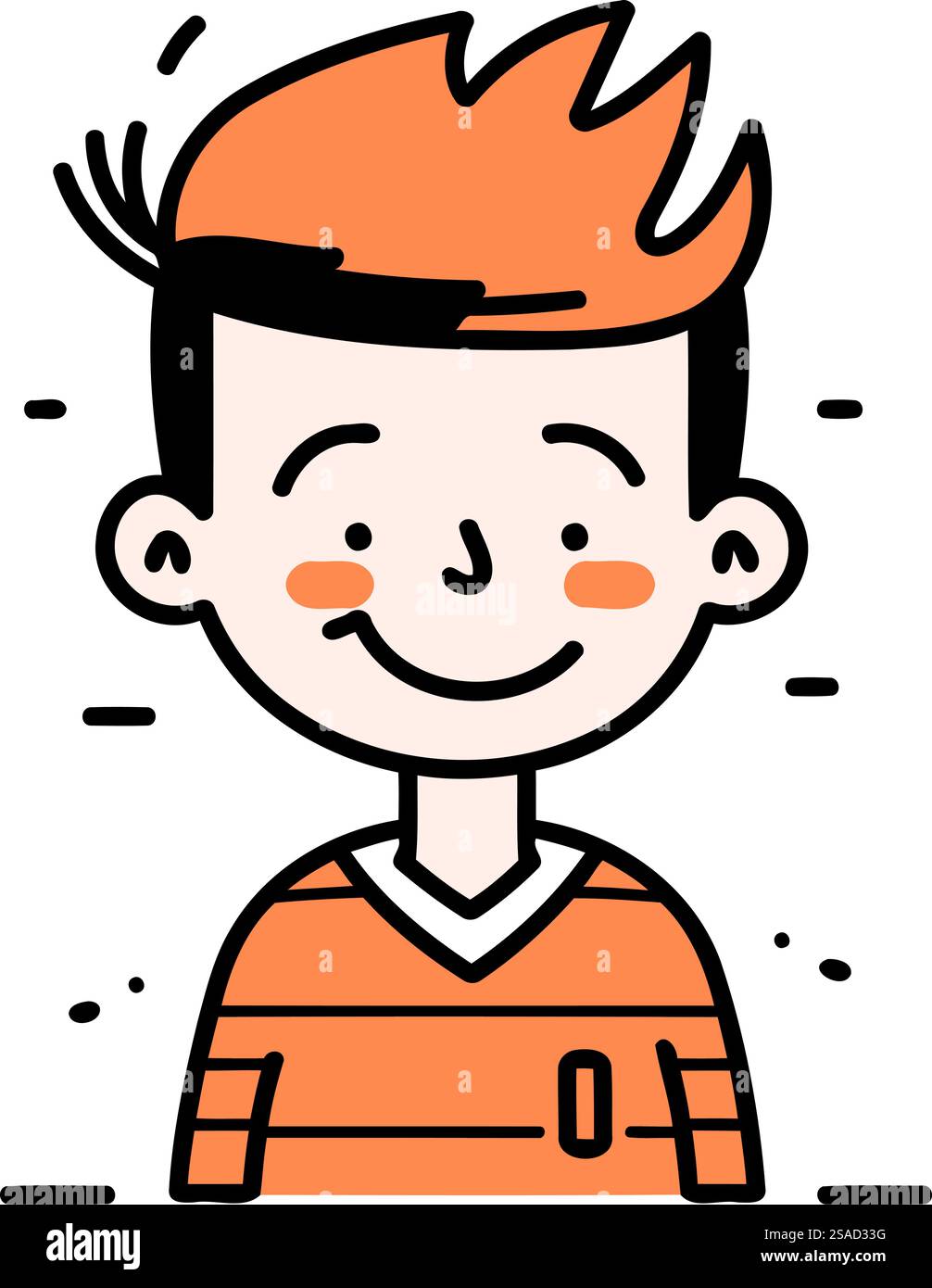Cute cartoon smiling boy. Vector illustration in a linear style Stock ...