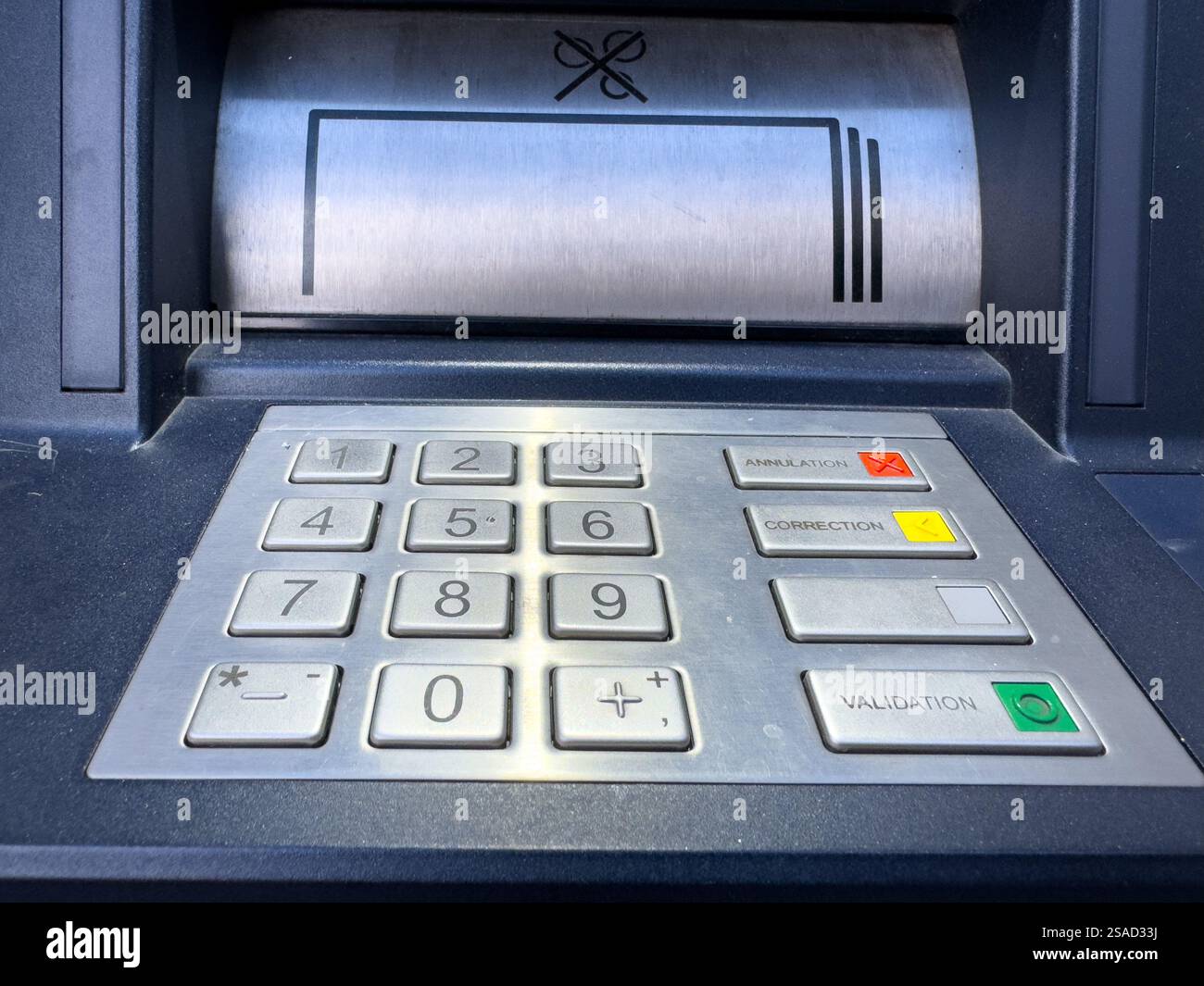 Modern cash machine stands ready for transactions at urban location ...