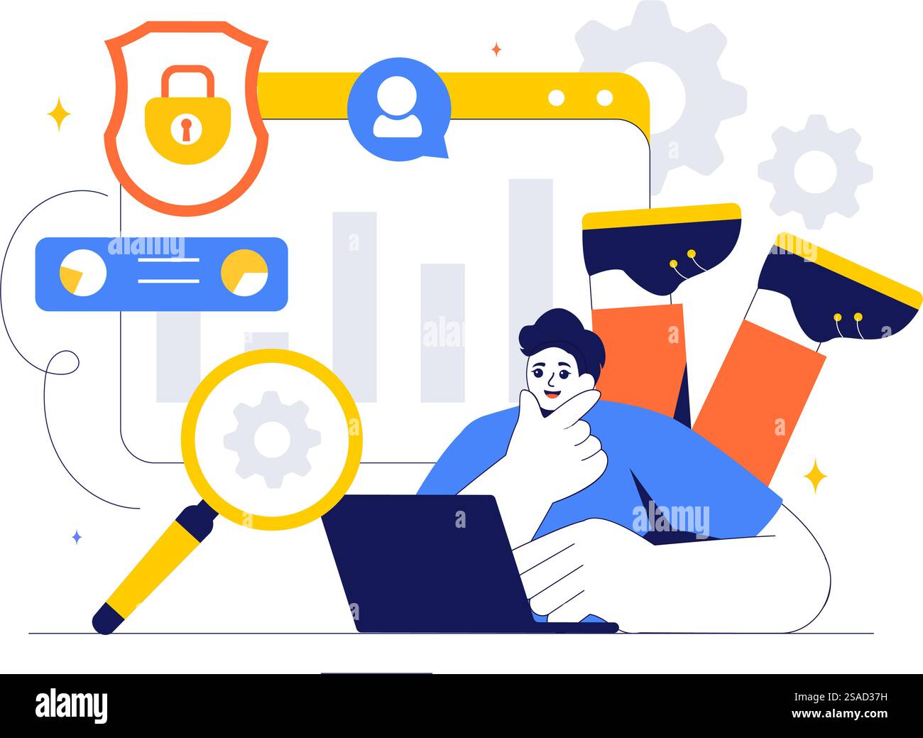 Cyber Threat Analysis Vector Illustration featuring Vulnerability ...