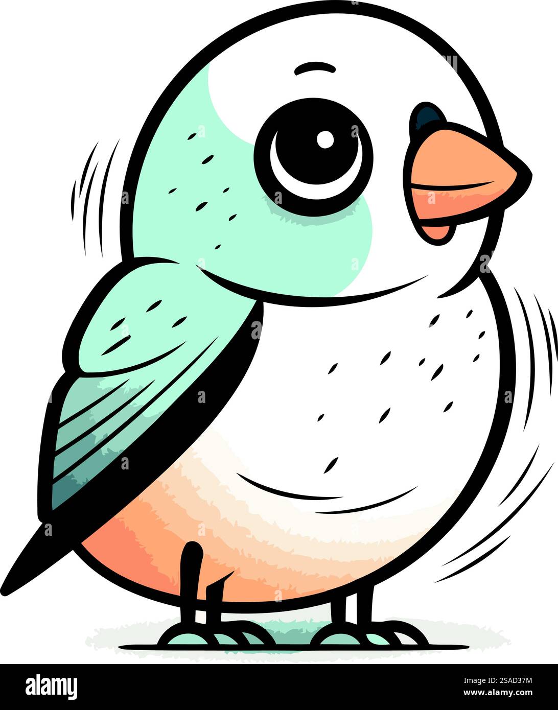 Cute little bird. Cartoon vector illustration. Isolated on white ...