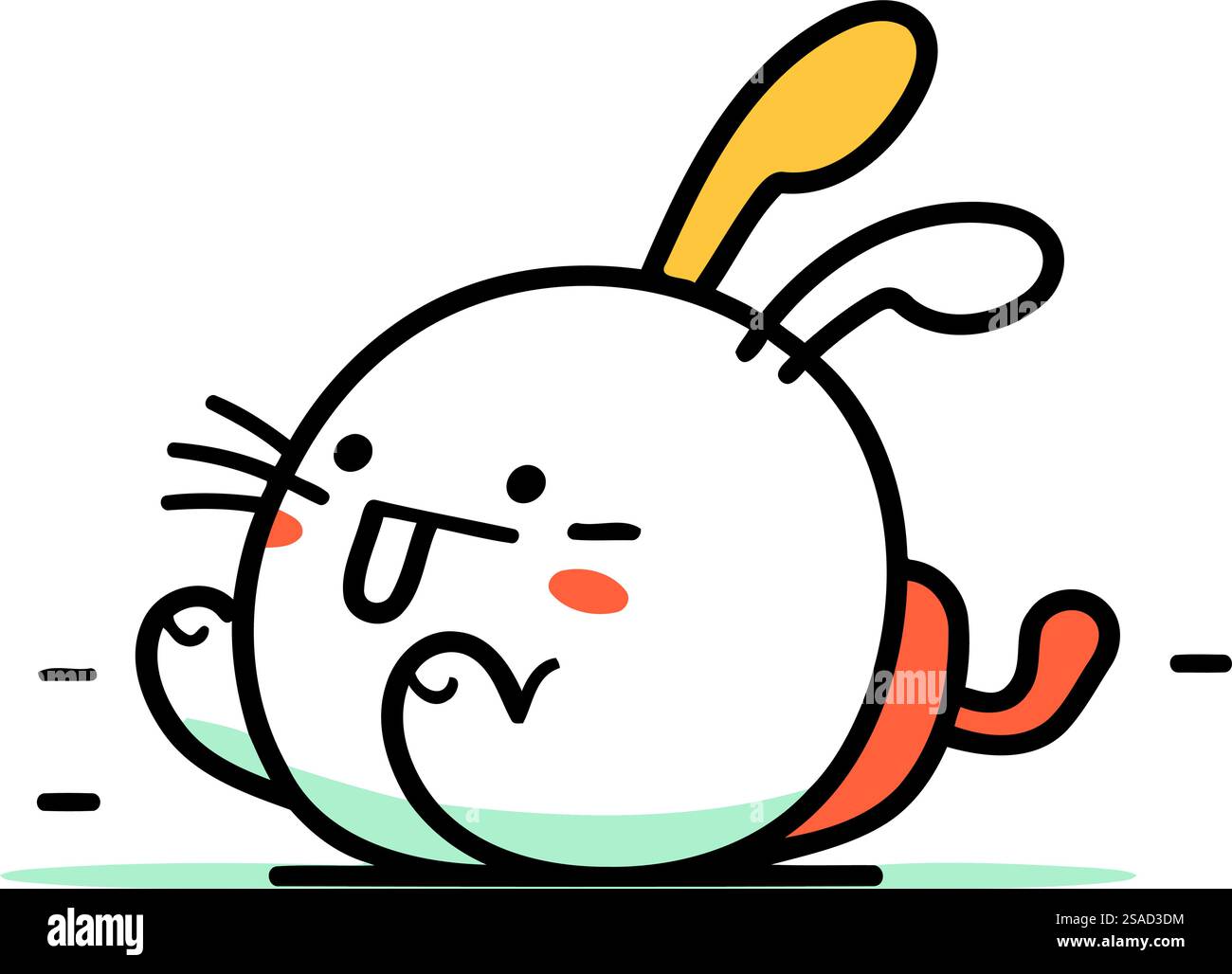 Cute kawaii rabbit. Vector illustration in flat style Stock Vector ...