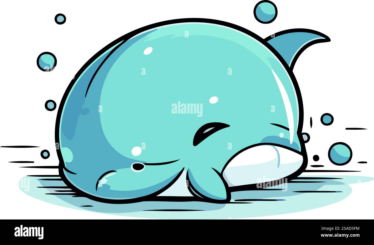 Cute cartoon narwhal isolated on white background. Vector illustration ...