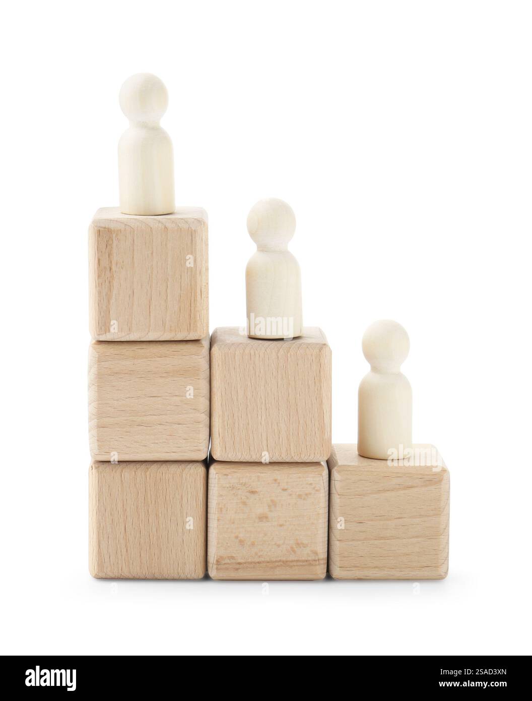 Human figures on wooden blocks against white background. Competition ...