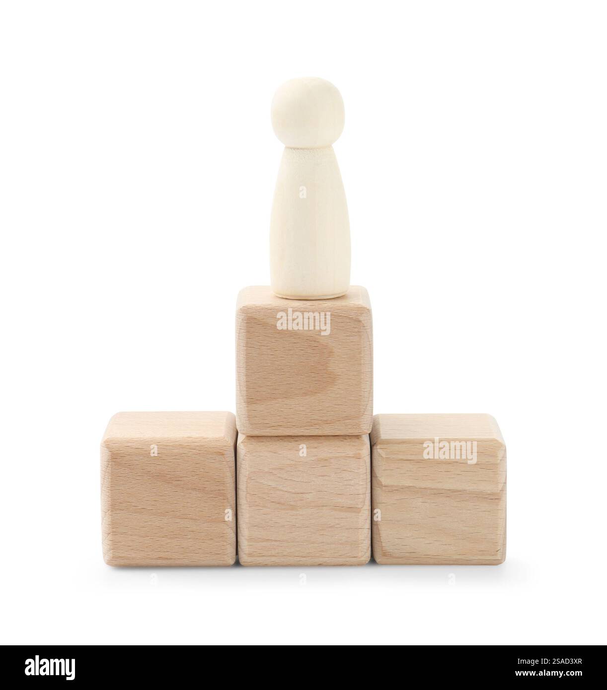 Human figure on wooden blocks against white background. Competition ...