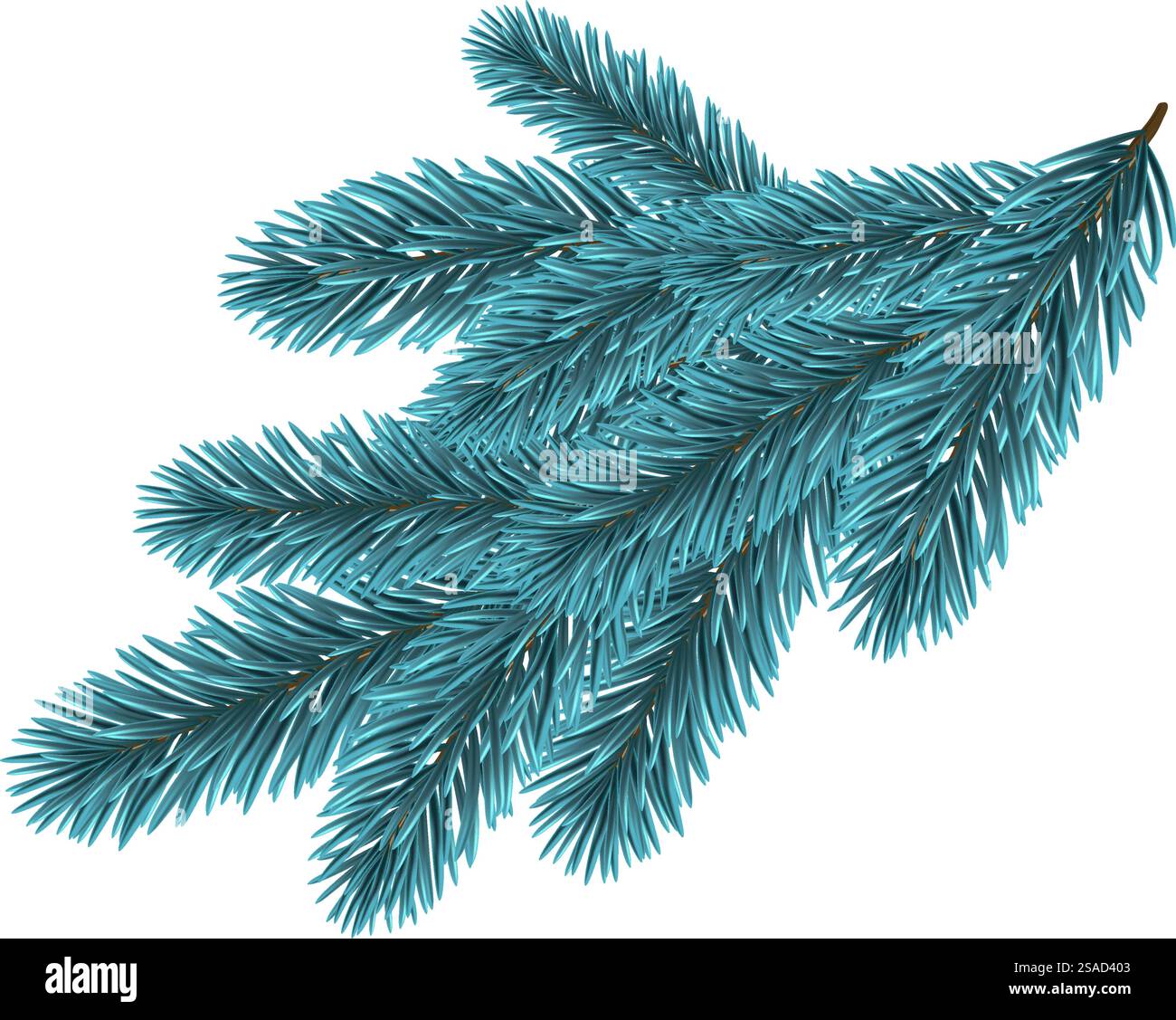 Blue Christmas fir tree branch element. Vector illustration Stock ...