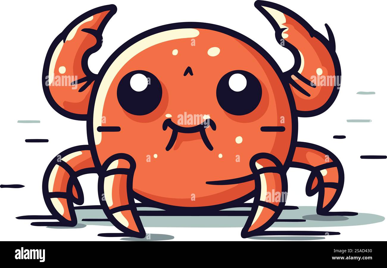 Cute cartoon crab character. Vector illustration isolated on white ...