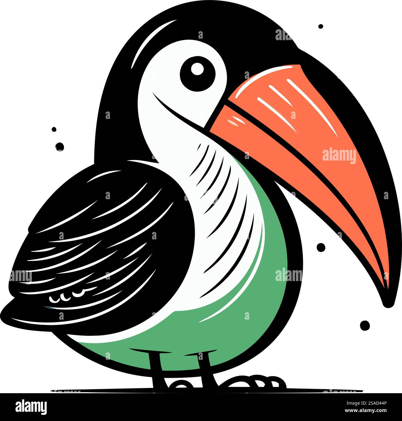 Cute cartoon toucan isolated on a white background. Vector illustration ...