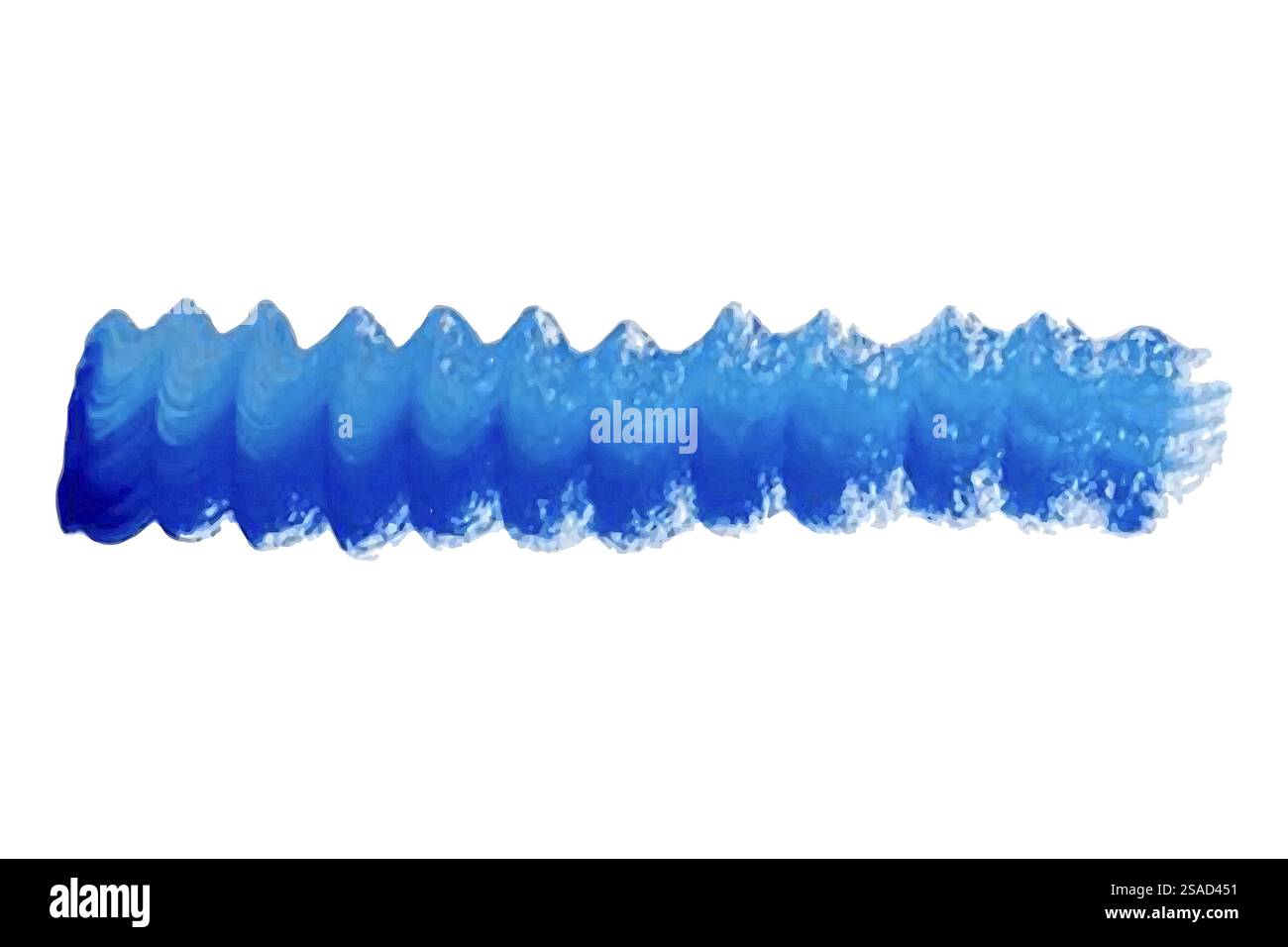 Blue brush wave stroke with acrylic or gouache paint, marine theme ...