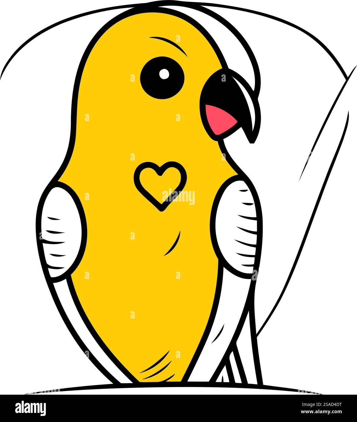 Cute parrot with heart in his beak. vector illustration Stock Vector ...