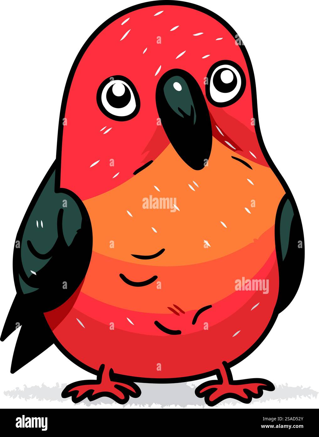 Cute cartoon red bird isolated on white background. Vector illustration ...