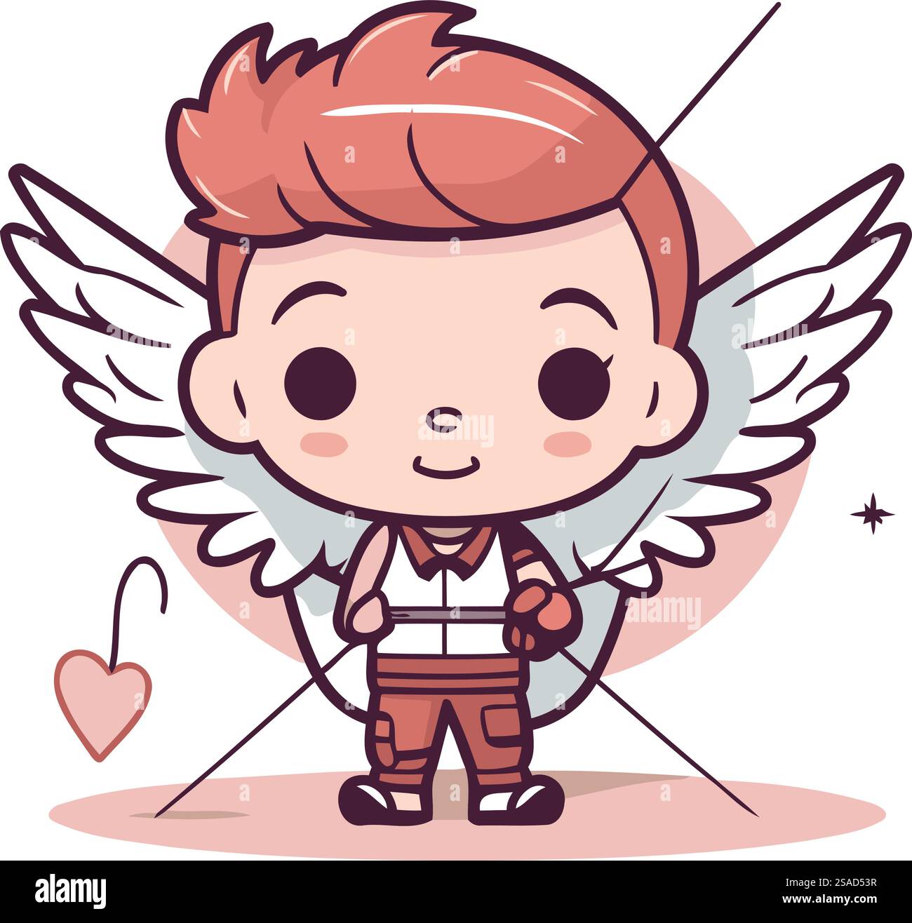 Cute cartoon cupid with wings and bow. Vector illustration Stock Vector ...