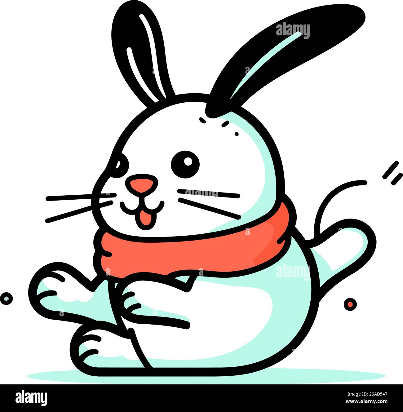 Cute rabbit with scarf. Vector illustration in cartoon flat style Stock ...